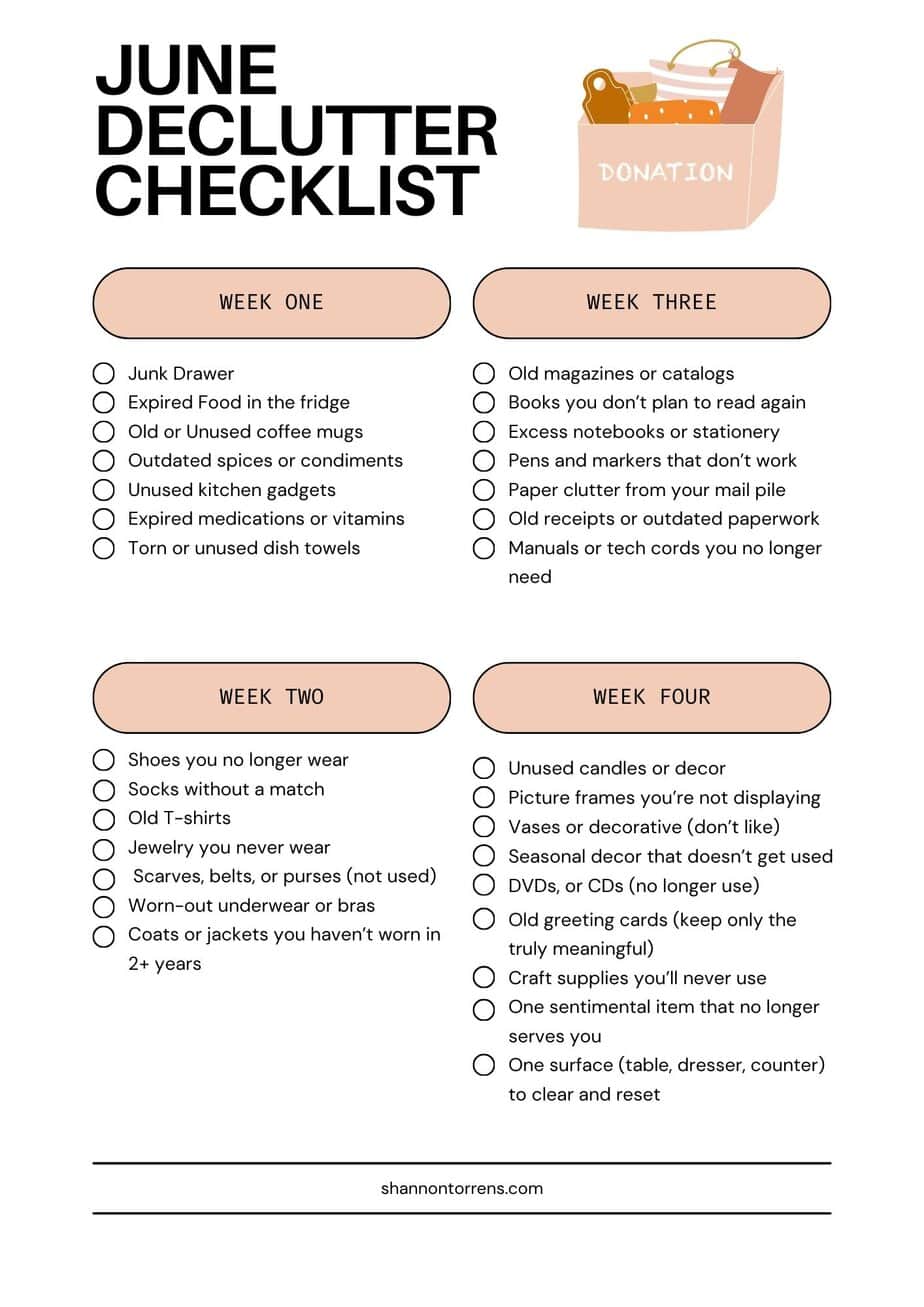Ultimate June Declutter Checklist - Shannon Torrens