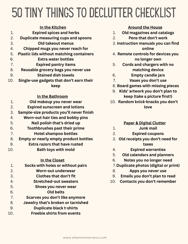 50 Tiny Things to Declutter That Make a Big Difference - Shannon Torrens