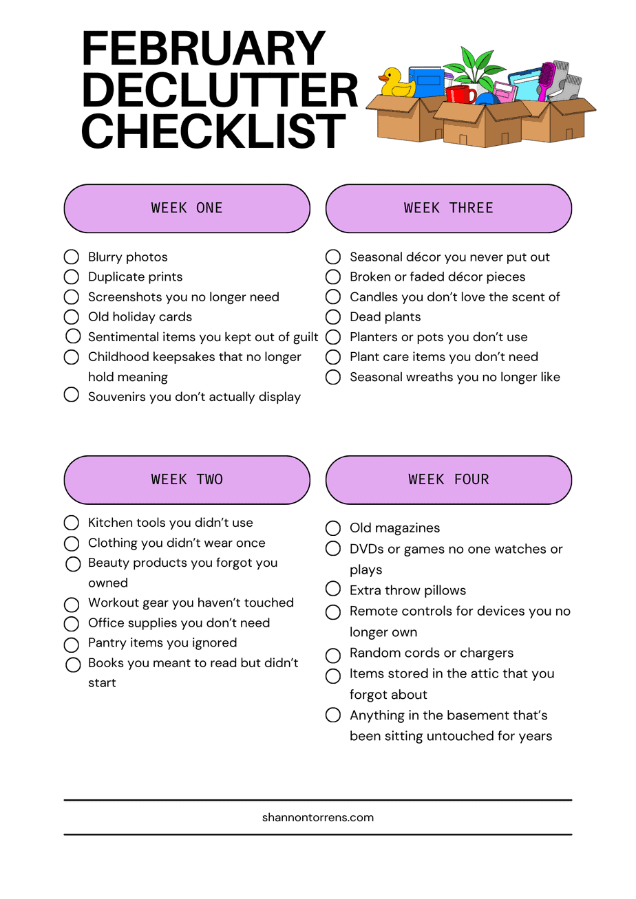 Ultimate February Declutter Checklist - Shannon Torrens