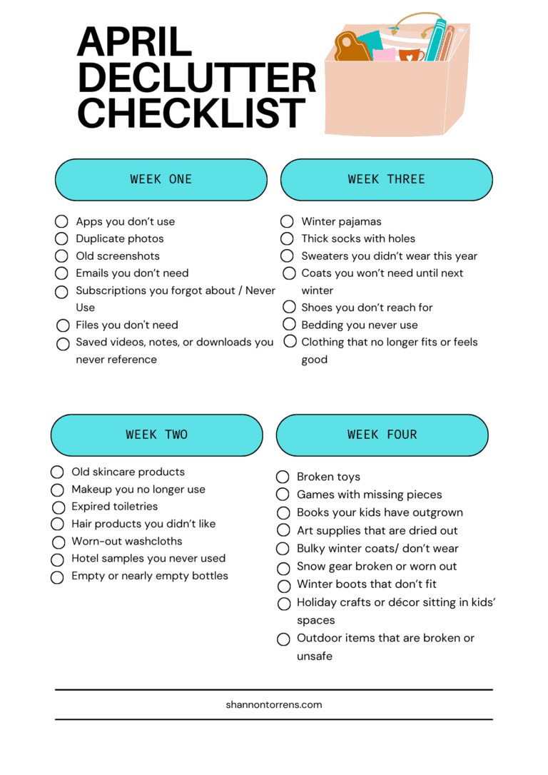 Ultimate April Declutter Checklist - Shannon Torrens